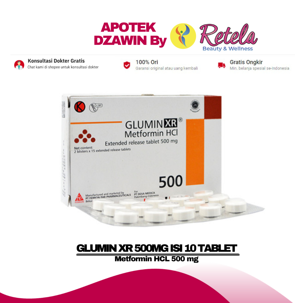 Jual GLUMIN XR 500MG 10 TABLET ( Metformin HCL 500 mg ) | Shopee Indonesia