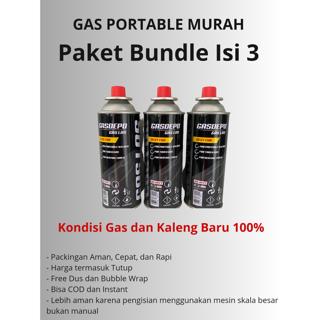 Jual (ISI 3 PCS) GAS PORTABLE 100% BARU MERK GAS DEPO/GAS LAS BELUM ...