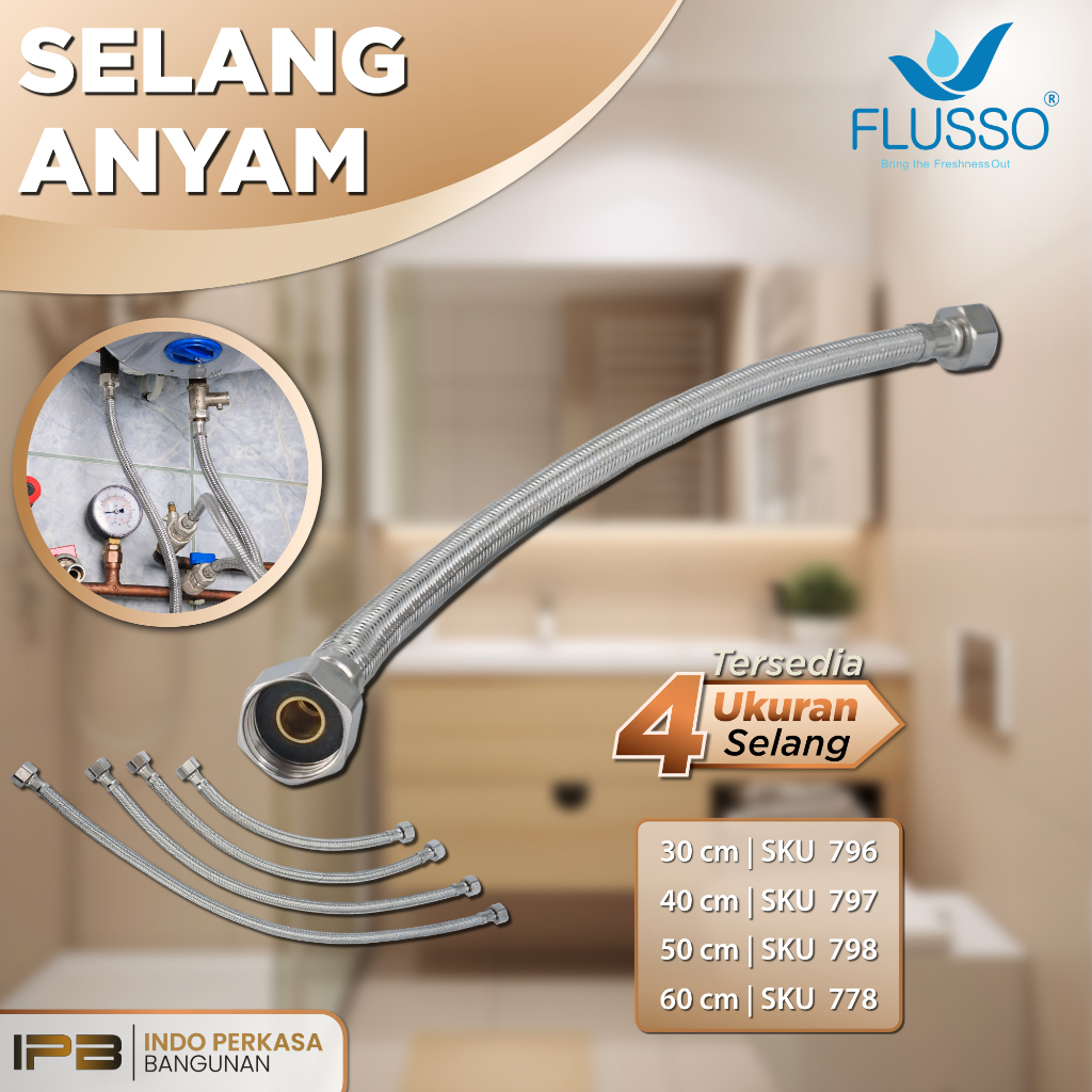 Jual FLUSSO Selang Anyam Fleksibel Selang Flexibel Drat Kuningan Selang ...