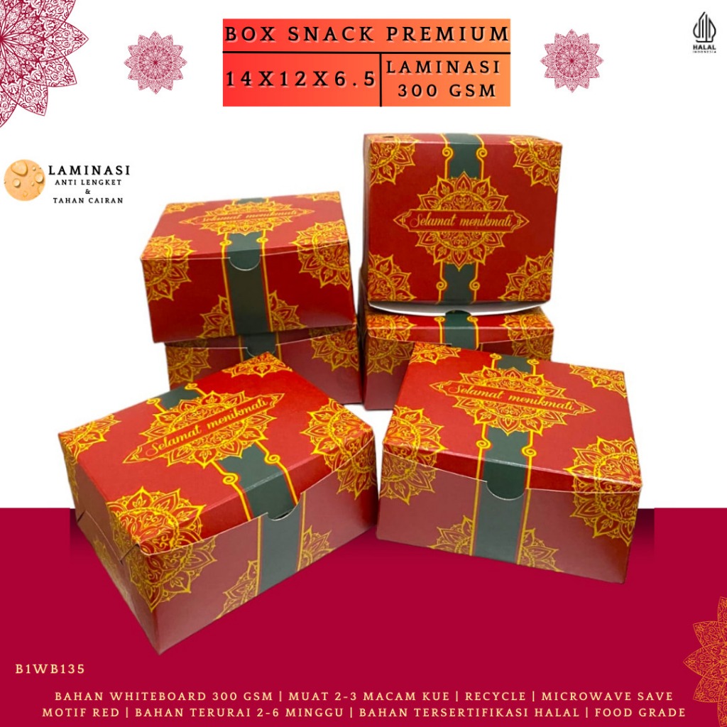 Jual Box Snack 14x12 Premium Dus Kue 12x14 (B1WB135-14X12X6.5 Cm ...