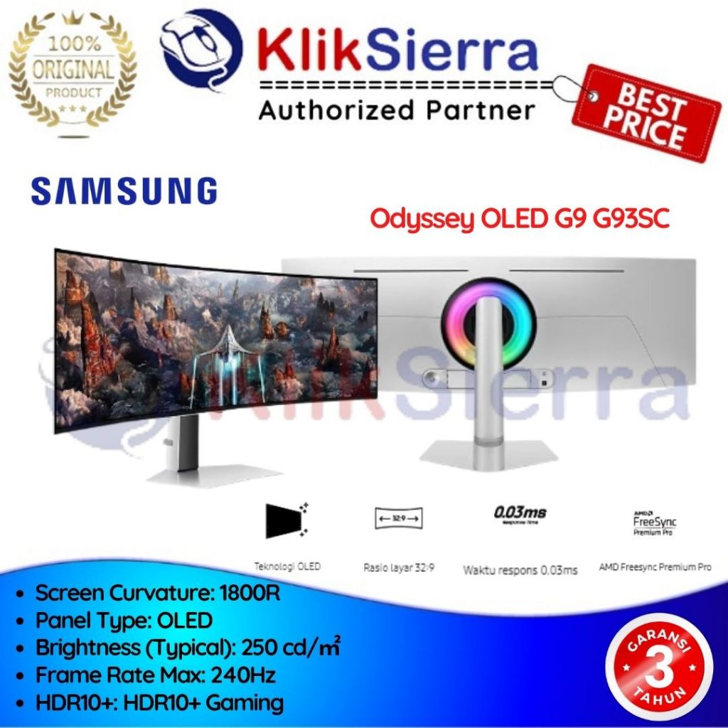 Jual Monitor Samsung 49" Inch Odyssey OLED G9 G93SC S49CG934 LS49CG934 ...