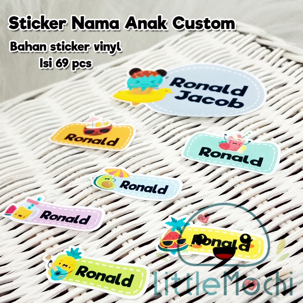 Jual Isi 69 pcs Sticker Label Nama Anak Custom / Stiker nama / stiker ...