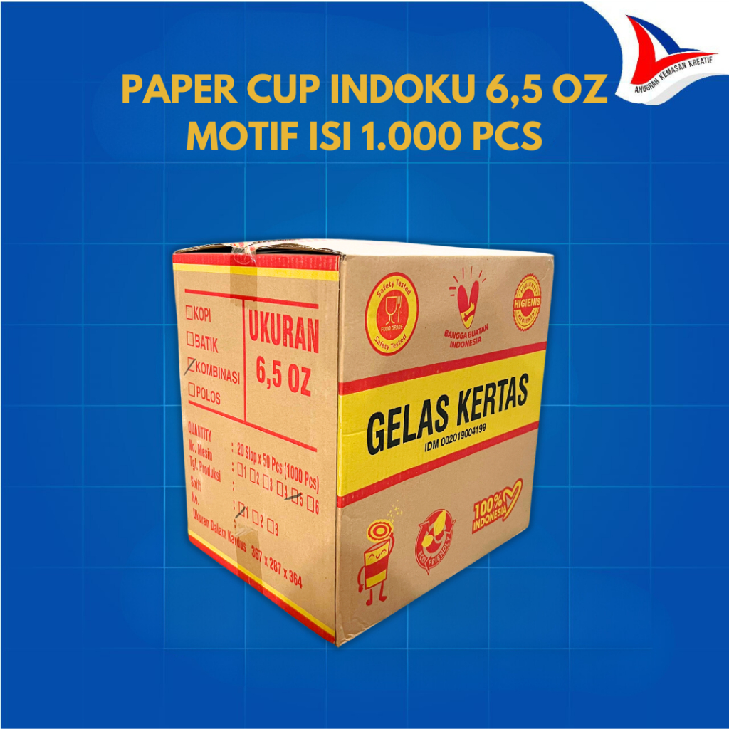 Jual Paper Cup Indoku 6,5 Oz Motif / Gelas Kertas Kopi Isi 1.000 Pcs (1 ...