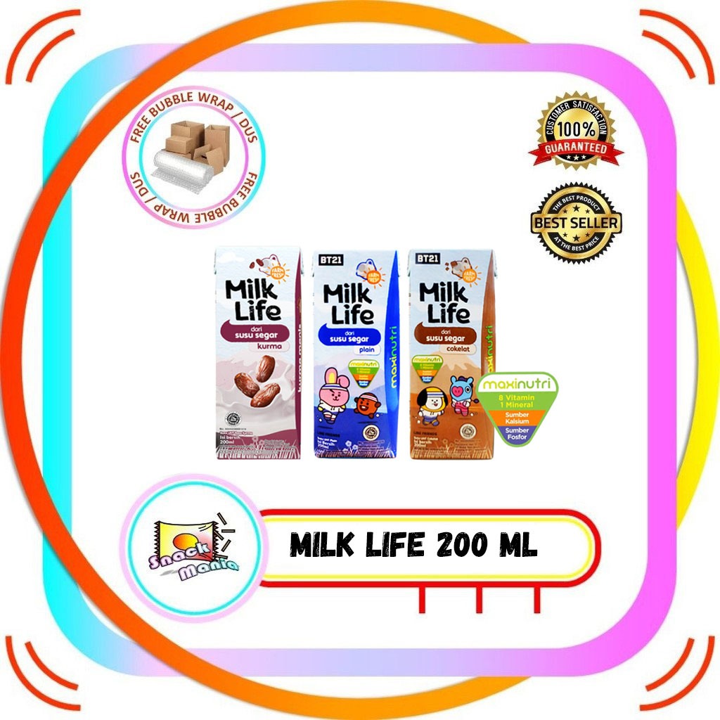Jual Milk Life UHT Susu Plain Chocolate Kurma Strawberry Teens ~ 200 ml ...