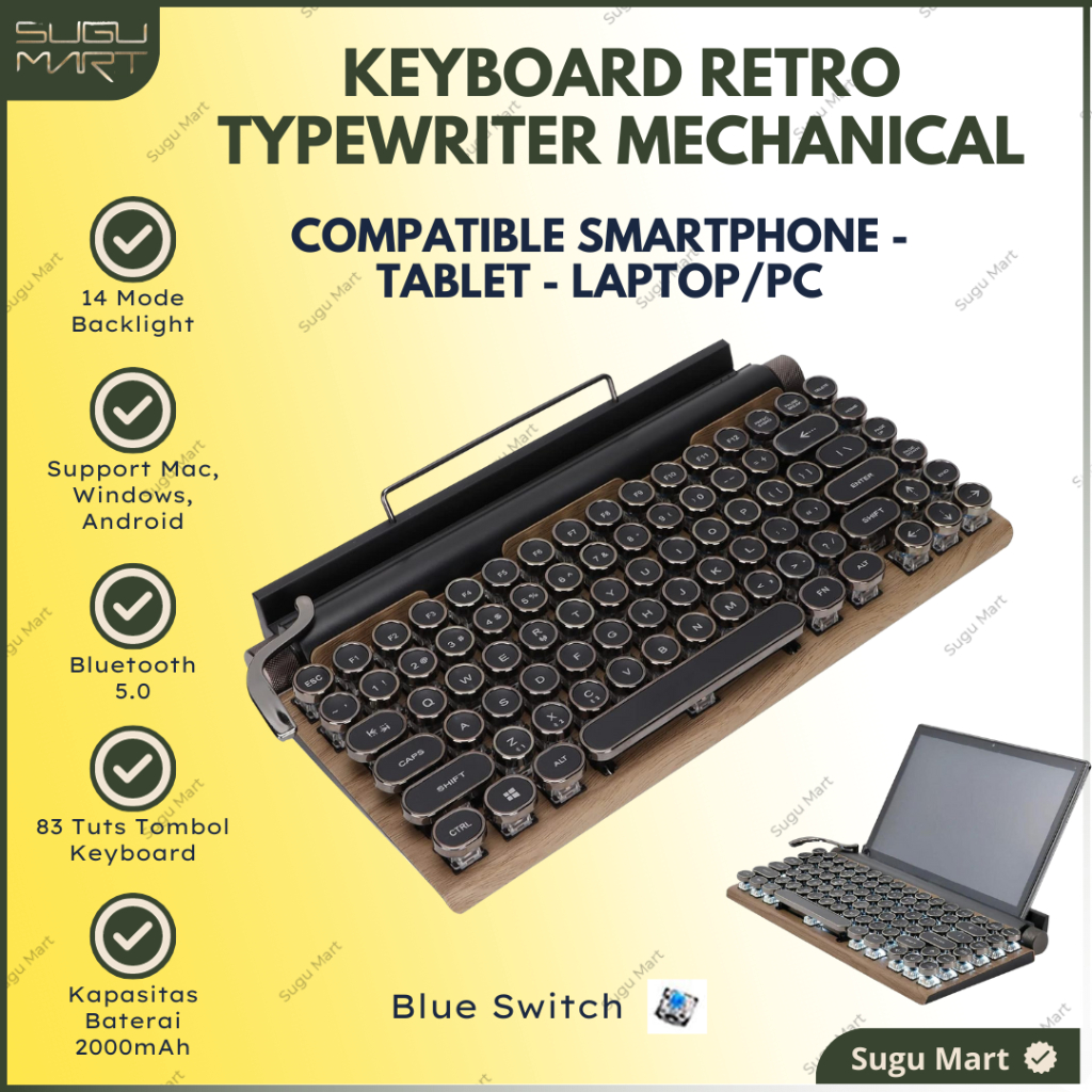 Jual Keyboard Retro Mechanical TW1867 | Keyboard Retro Typewriter ...
