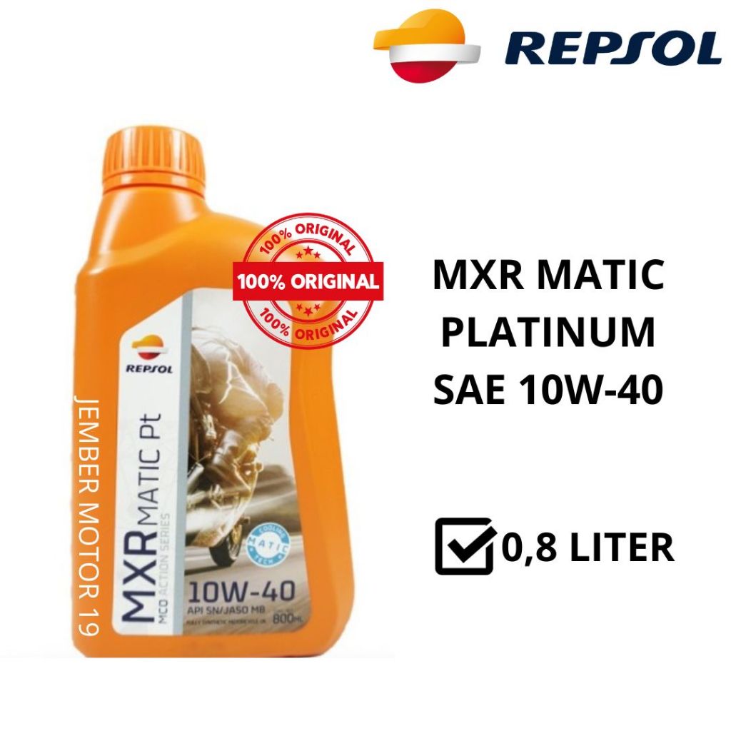 Jual OLI MOTOR REPSOL MXR MATIC PLATINUM 10W-40 800 ML ORIGINIAL ...