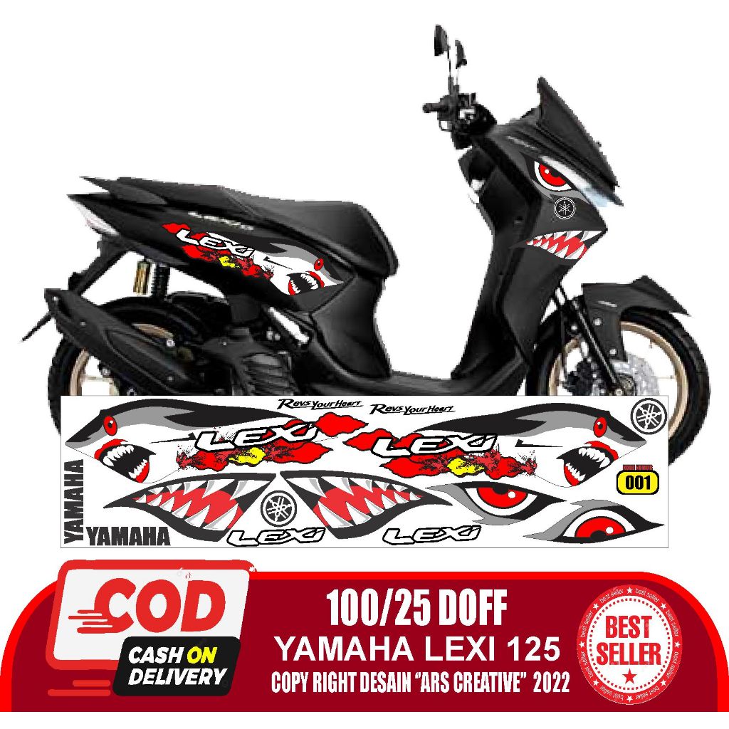 Jual Sticker Striping Yamaha LEXI 125 QLA001 Variasi Shark Doff/Glossy ...