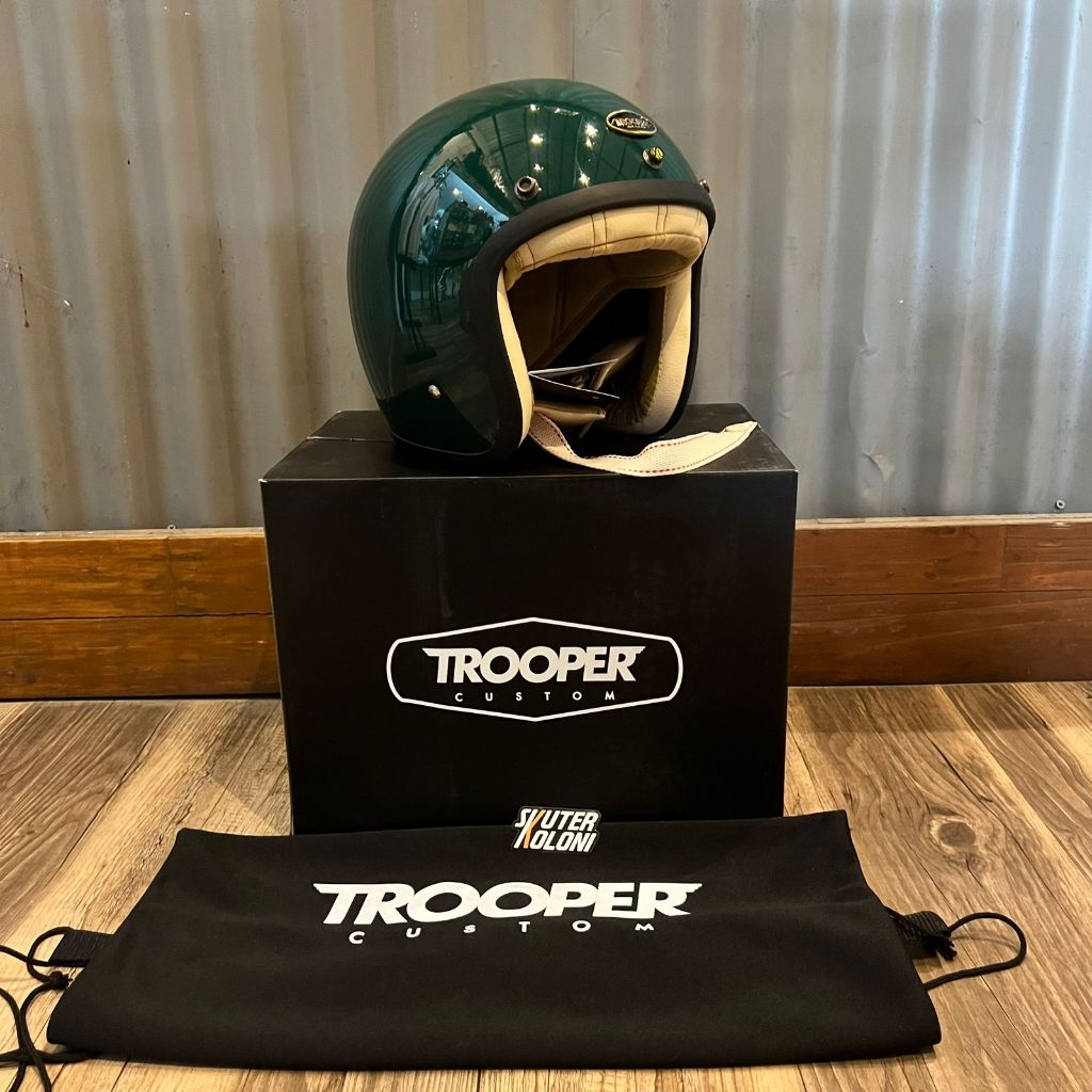 Jual TROOPER smokey Helmet Slim Helm motor - Borneo Green Glossy ...