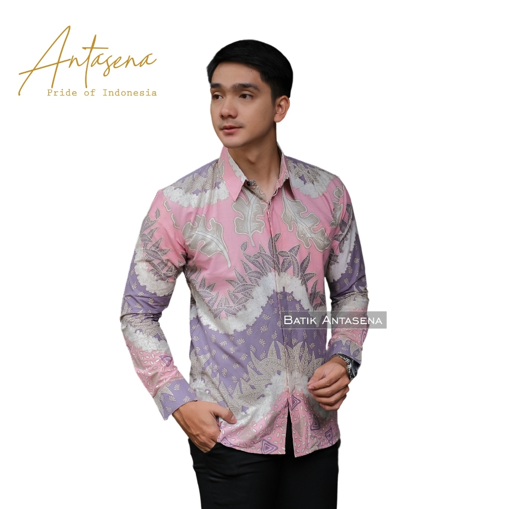 Jual Batik Antasena Monstera Soft Pink Kemeja Batik Pria Premium Lengan ...