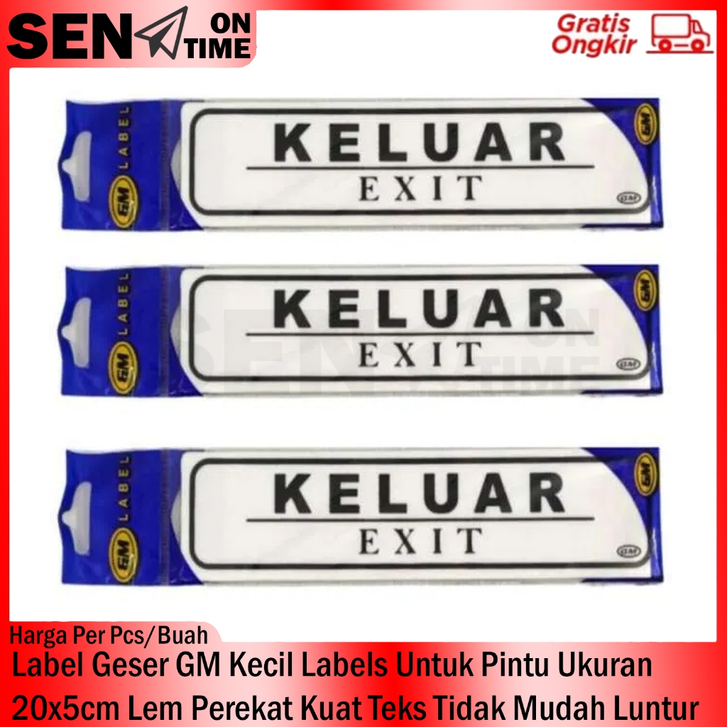 Jual Nametag Label Keluar Exit Akrilik GM Kecil Sign Board Papan Stiker Sticker Tempel Geser ...