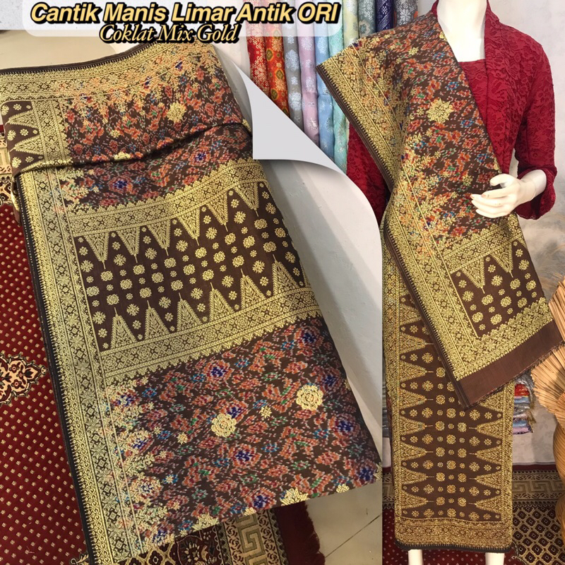 Jual Songket Cantik Manis Limar Antik ORI Coklat Mix Gold-Asli Tenun ...