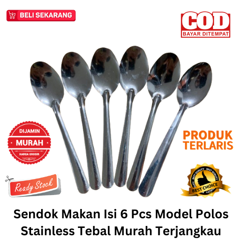 Jual [BISA COD] PROMO Sendok Makan Isi 6 Pcs Model Polos Stainless ...