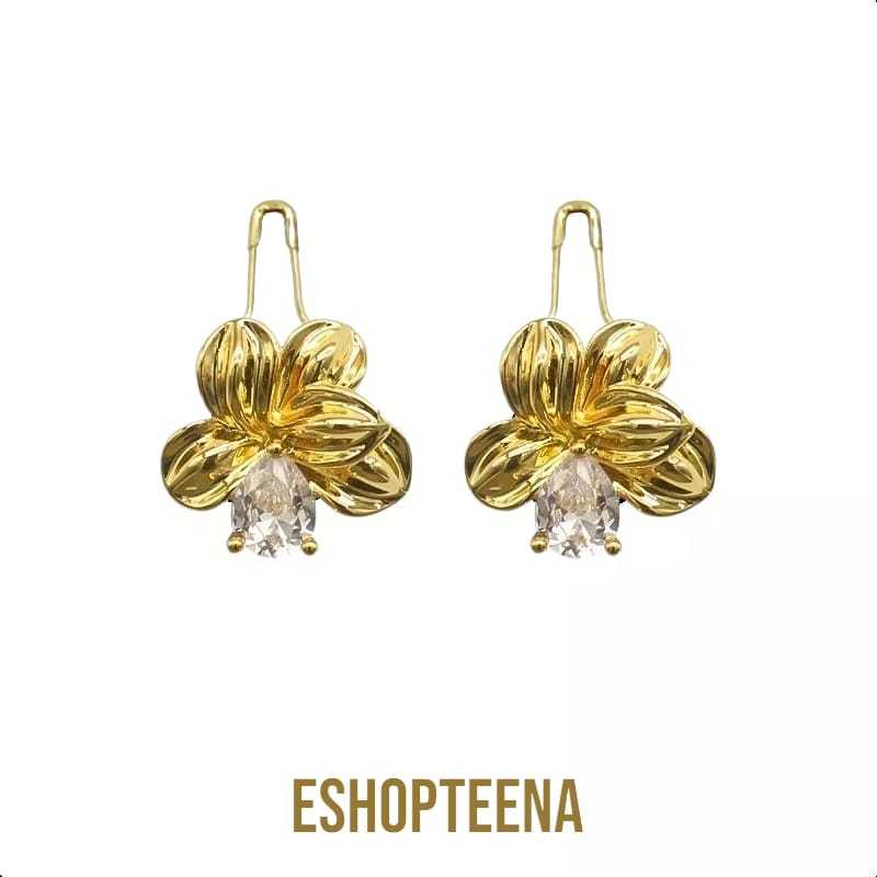 Jual A39 anting hijab bunga new pearl putih gold PENITI / JEPIT_anting ...