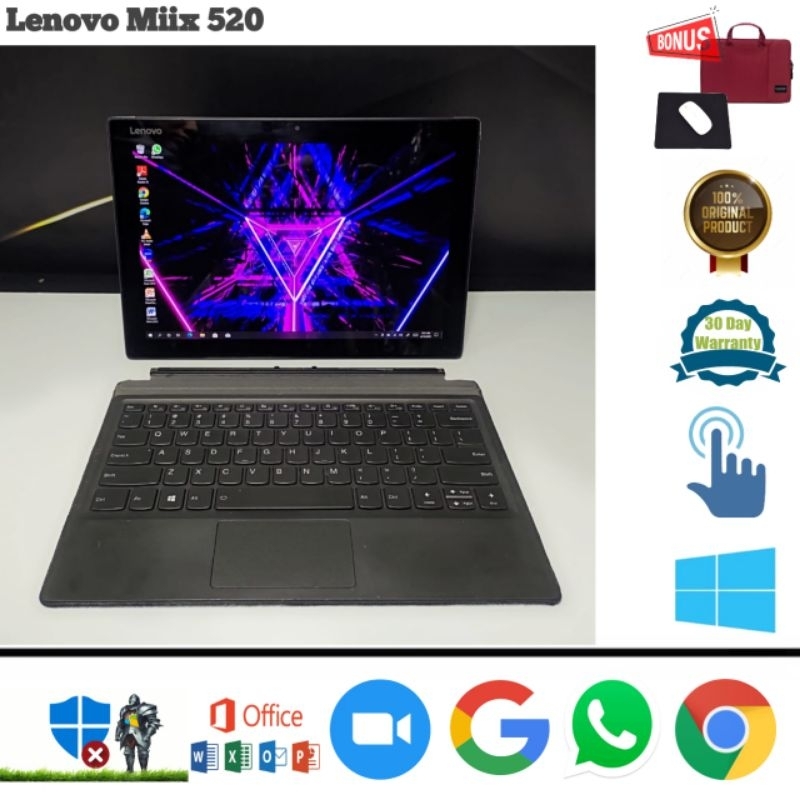 Jual Laptop Lenovo Miix 520 Core i5 Gen 8 Ram 8gb SSD 128gb Win 10 pro ...