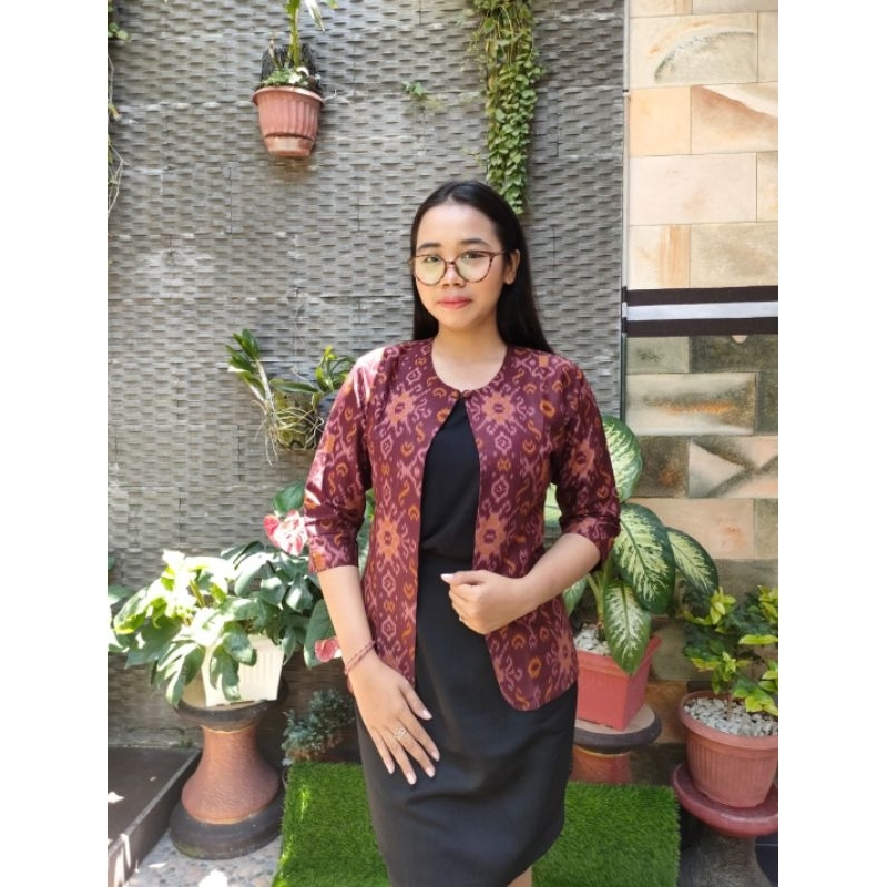 Jual Blazer Endek Wanita//Rompi Endek Wanita(Full Furing) | Shopee ...