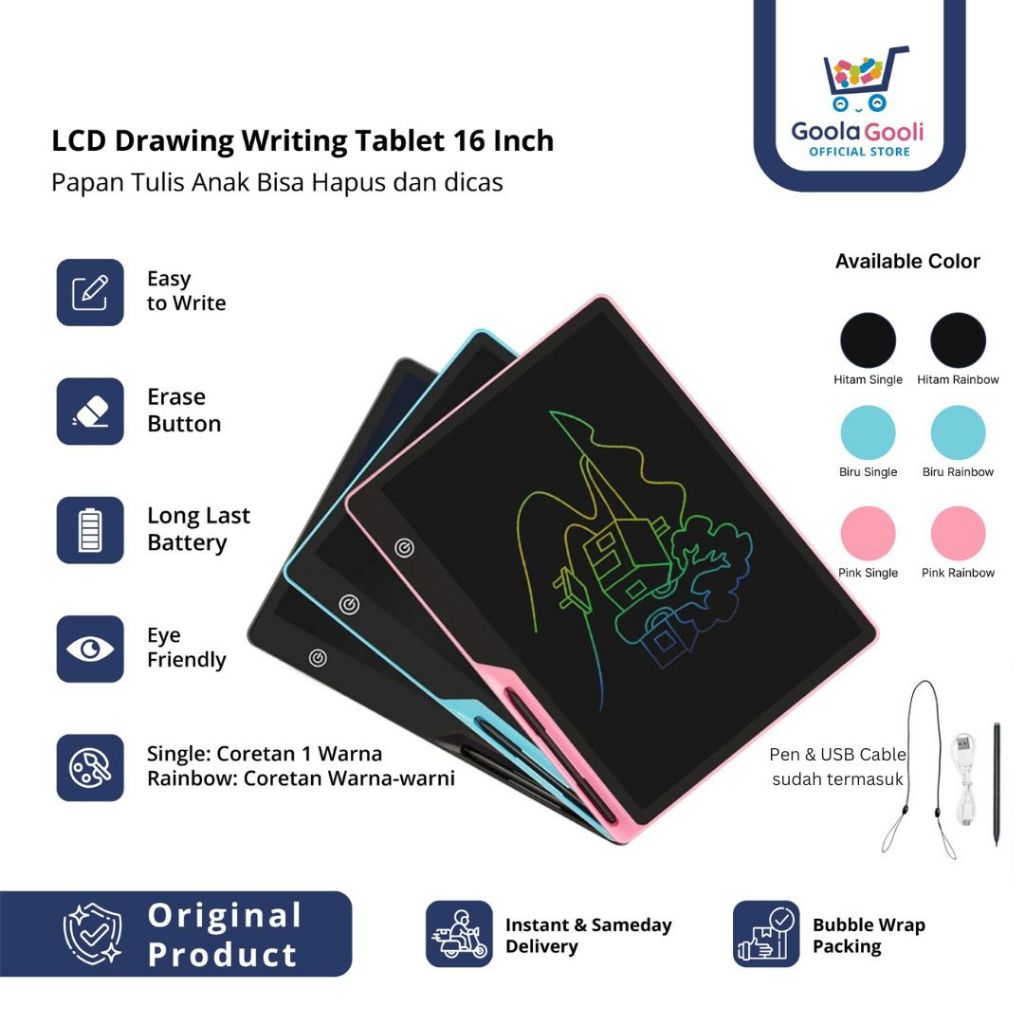 Jual LCD Drawing Writing Tablet 16" Papan Tulis Anak Board Writing Pad ...