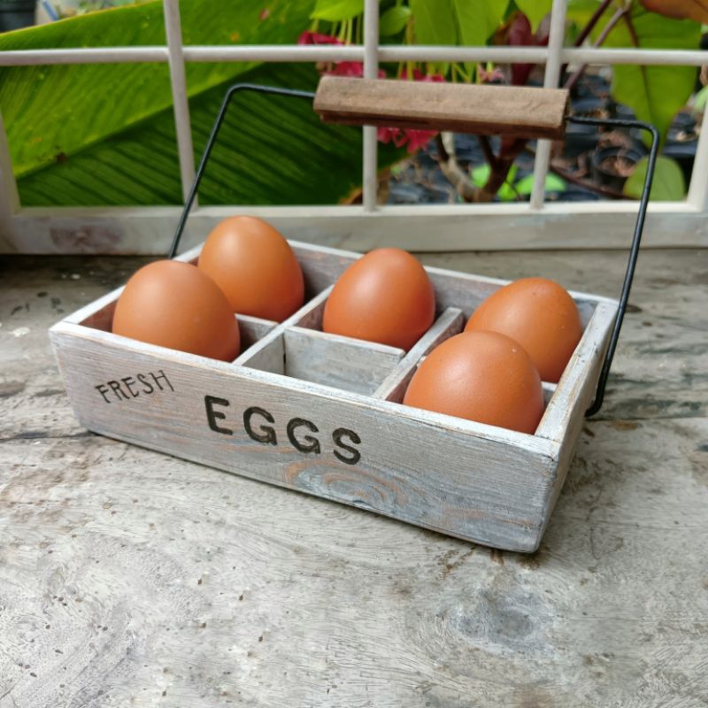 Jual Wooden Egg Tray/Keranjang Telur/Tempat Telur (Grey) | Shopee Indonesia