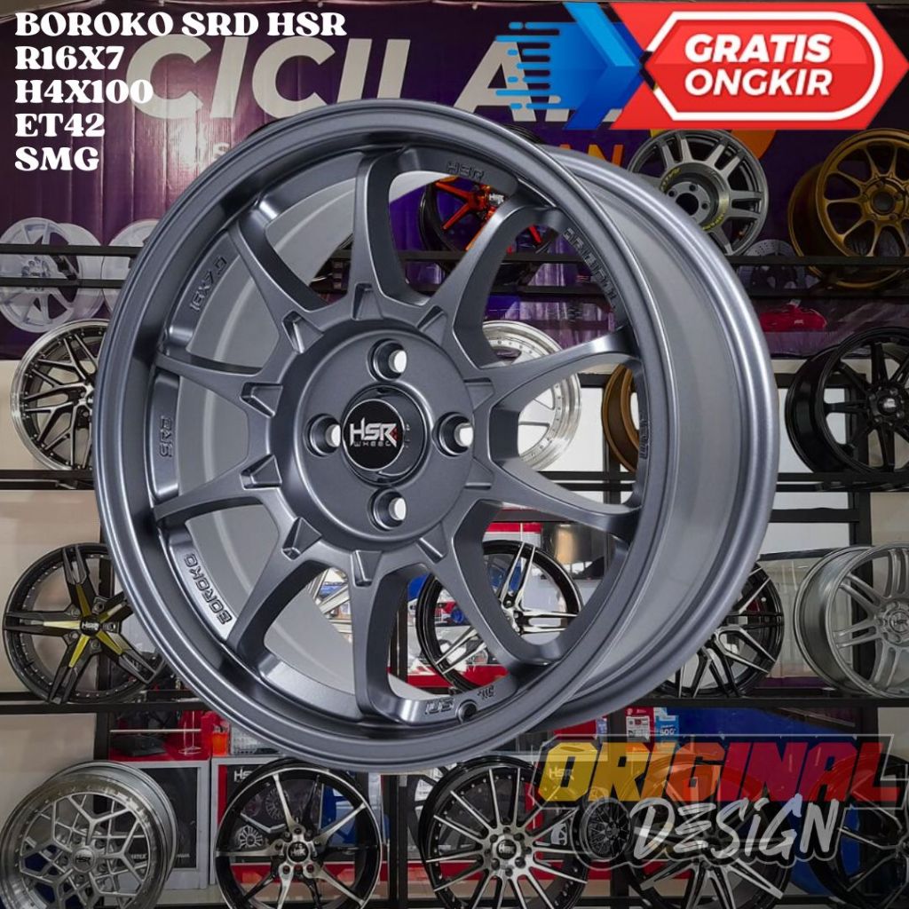 Jual Velg Mobil Ring 16 HSR SRD R16 LEBAR 7 INCH BAUT 4 PCD 100 ET42 ABU ABU | Shopee Indonesia