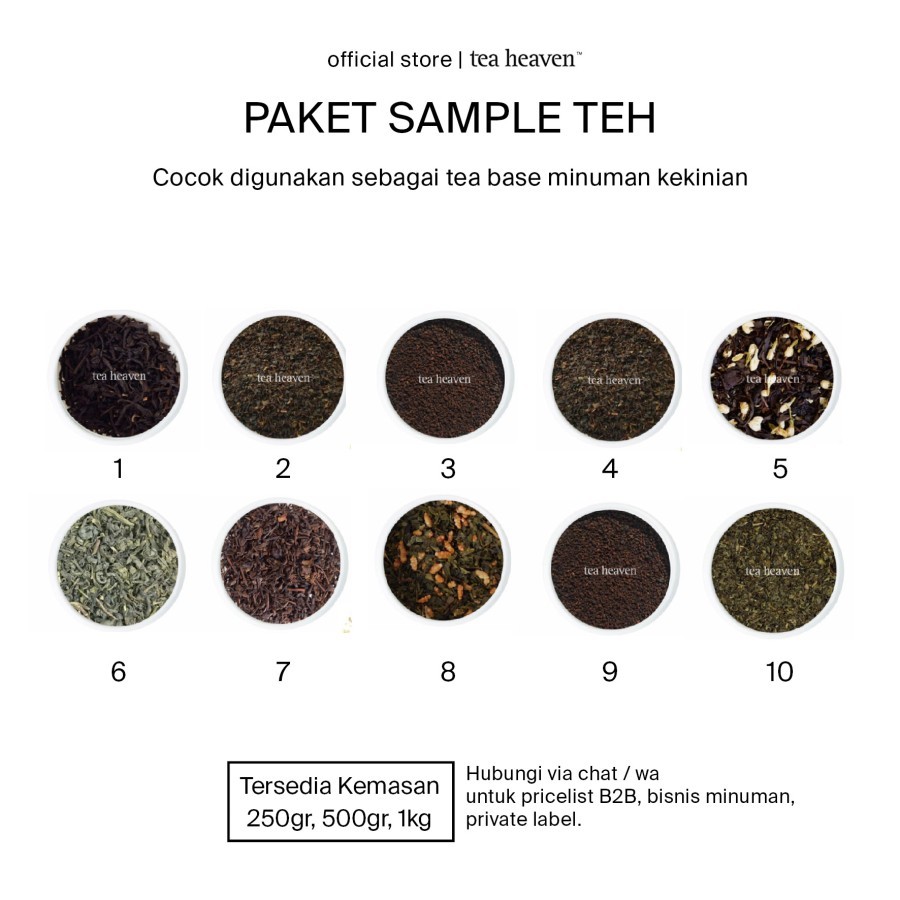 Jual Tea Heaven Paket Sample Teh Milk Tea / Bubble Tea / Artisan Tea ...