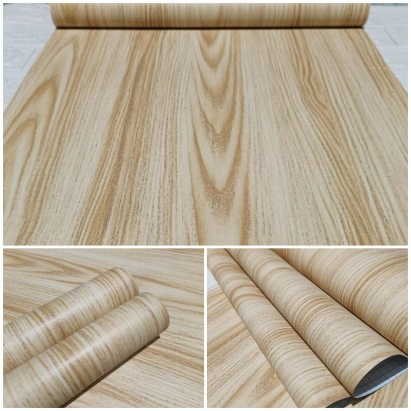 Jual WALLPAPER DINDING STIKER DINDING MOTIF KAYU CREAM TERMURAH MEWAH ...