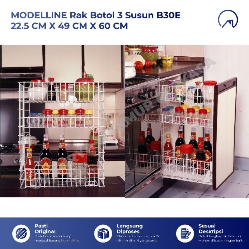 Jual MODELLINE B30E / MODELLINE Rak Botol Kitchen Set 3 Susun Rak Laci ...
