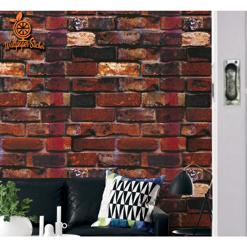 Jual Wallpaper Dinding Motif Batu Bata Sticker Dinding Motif Batu Bata ...