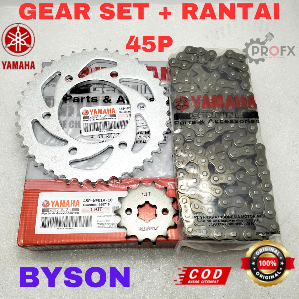 Jual GEAR RANTAI SET BYSON YAMAHA 45P KUALITAS ORIGINAL YGP ASLI GIGI ...