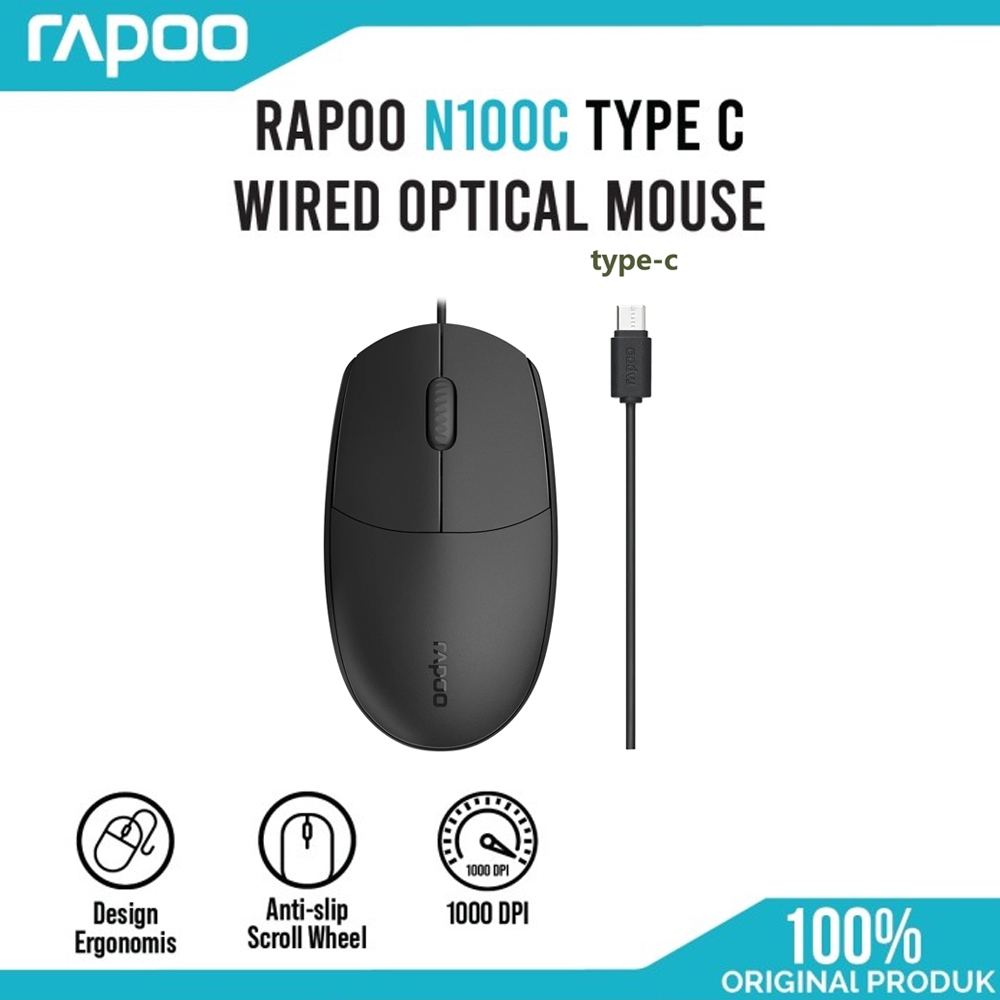 Jual RAPOO Mouse USB Optical Wired Rapoo N100C | Shopee Indonesia