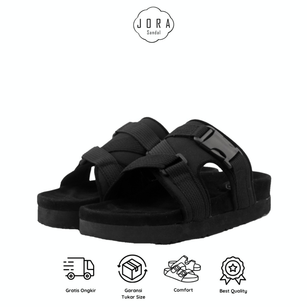 Jual JORA - Sandal Wanita - Lara Full Hitam | Size 35 - 43 | Shopee ...