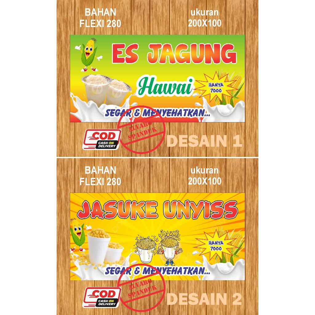 Jual CETAK SPANDUK ES JAGUNG HAWAI/SPANDUK JASUKE VIRAL UK 200X100 CM ...