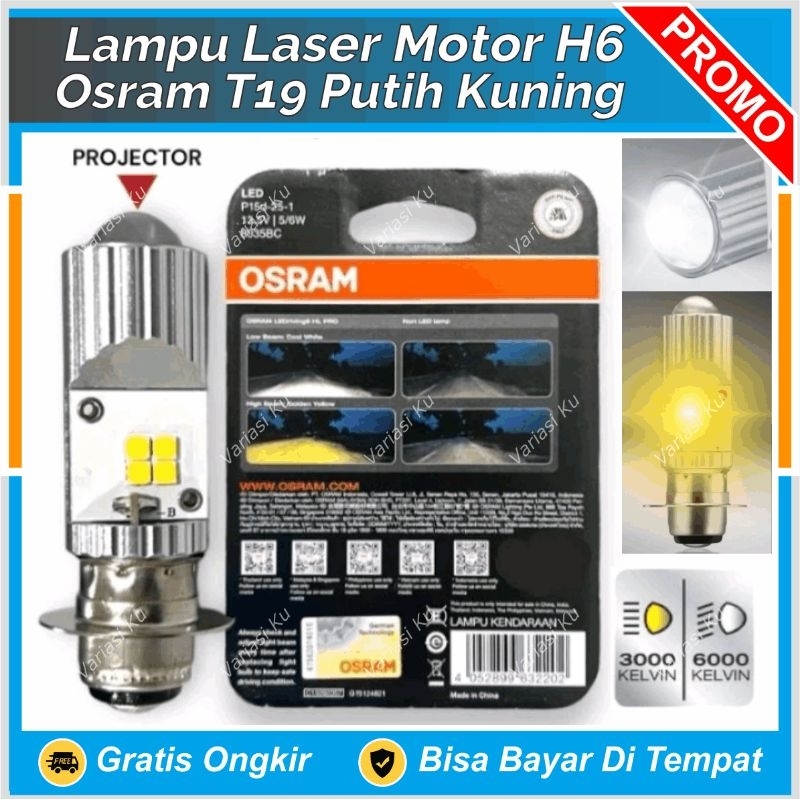 Jual OSRAM H6 LASER LED 2 WARNA FOKUS PUTIH KUNING LAMPU UTAMA DEPAN ...