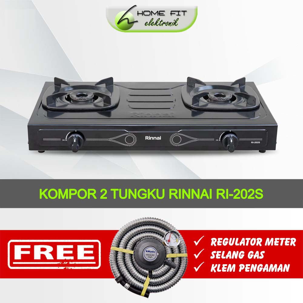 Jual Kompor Gas Rinnai RI-202 S Paket Plus Regulator Meter + Selang Gas ...