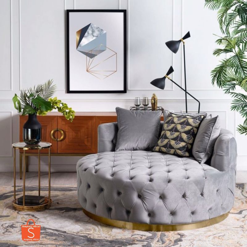 Jual Sofa Bulat Sandaran Melingkar Sofa Loveseat Rangka Jati | Dangdong ...