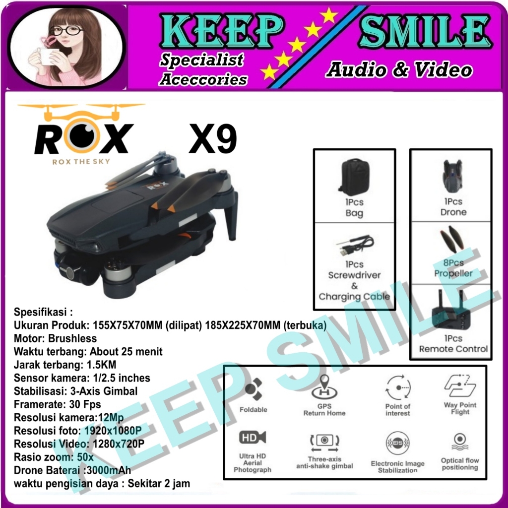 Jual ROX X9 4K GPS 3-Axis Gimbal 1.5KM 25 Min BRUSHLESS DRONE | Shopee ...