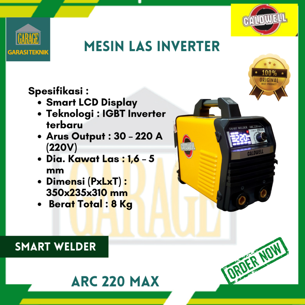 Jual Mesin Las Inverter ARC 220 MAX SMART WELDER CALDWELL | Shopee ...