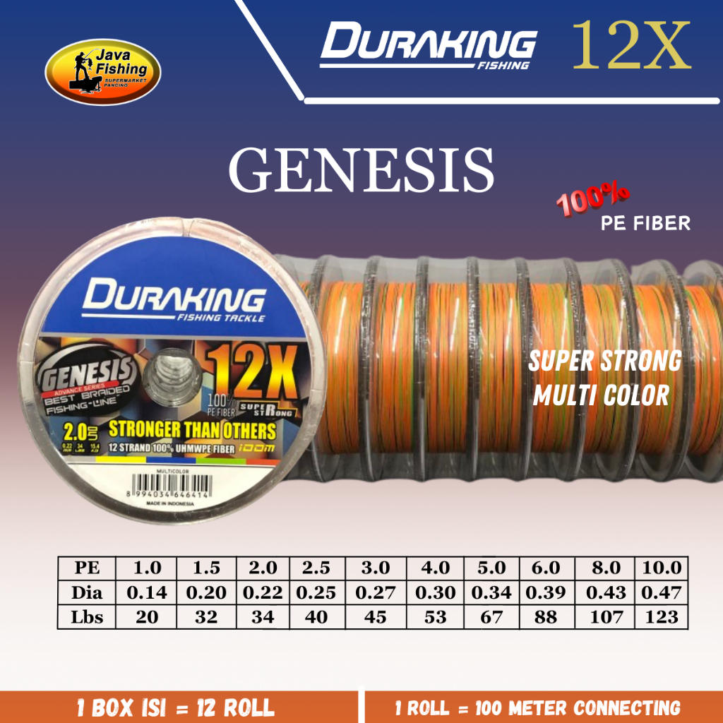 Jual Benang PE / Senar Pancing DURAKING GENESIS X12 MULTI 100m ...