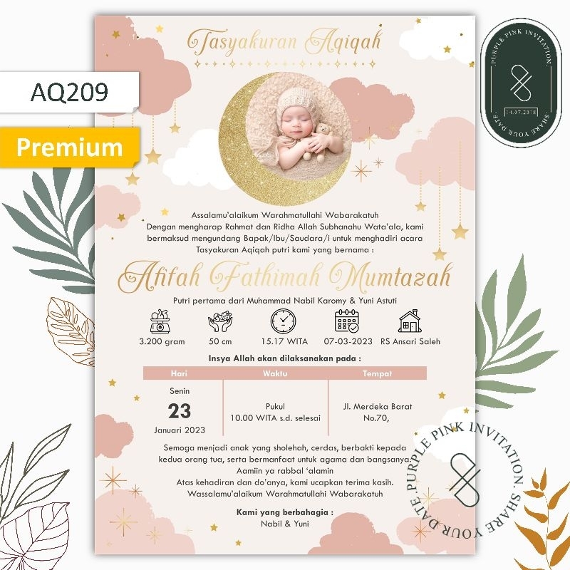 Jual Undangan Digital Aqiqah Code AQ209 Tasmiyah Softfile Tema Awan ...