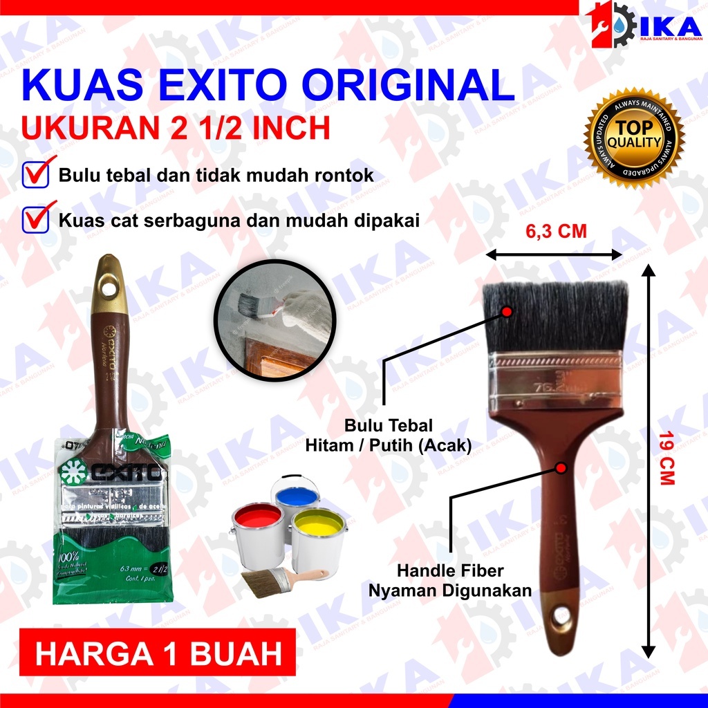 Jual Kuas Cat 2,5 Inch Merk Exito 2,5" 2.5" 2.5 Inci Tembok 6cm 6 cm Bulu Putih Hitam Kuas Cat ...