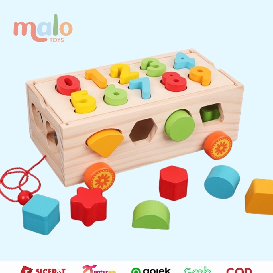 Jual Jual MALOTOYS - Shape Sorter Car Shape Wooden Matching Car Mainan ...