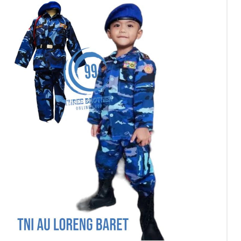Jual Baju Seragam Setelan TNI AU Tentara Loreng Baret Anak Lengkap | Shopee Indonesia