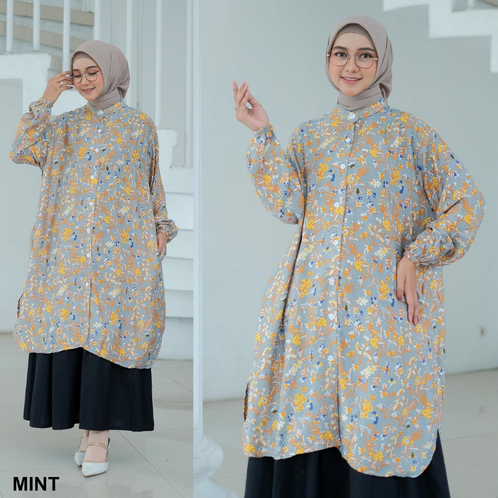 Jual MELANA RAYON TUNIK JUMBO PANJANG MOTIF MENARIK FIT XXL-XXXL LD 130 ...
