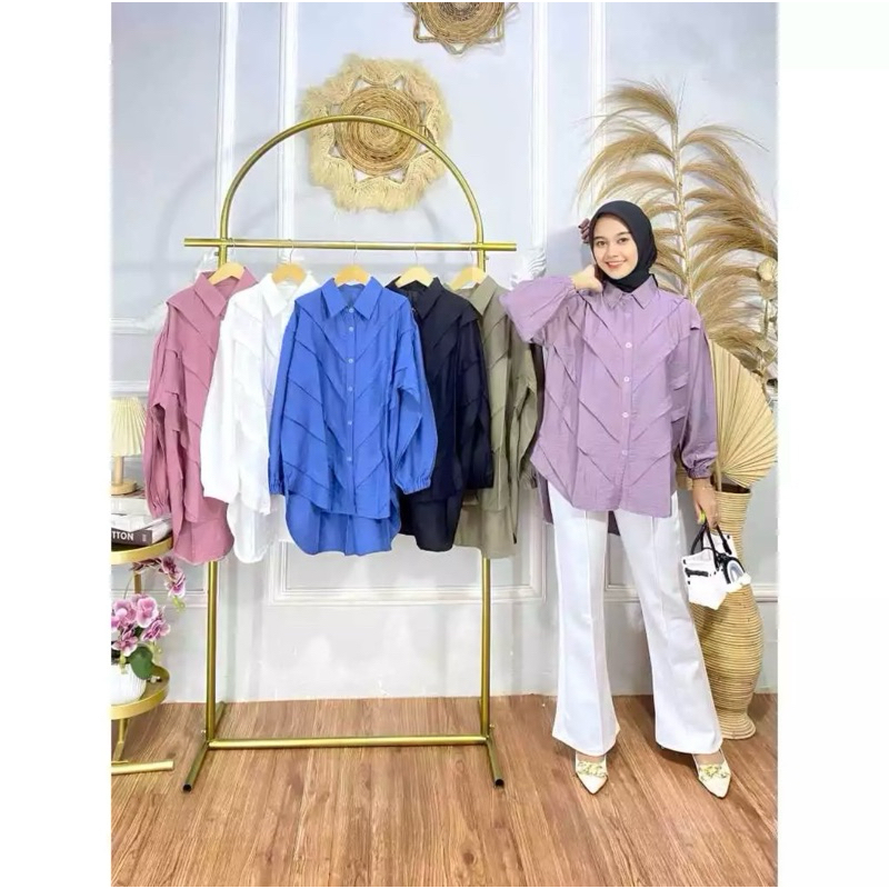 Jual KEMEJA CEWEK POLOS PREMIUM / KEMEJA WANITA RENDA / ATASAN WANIA ...
