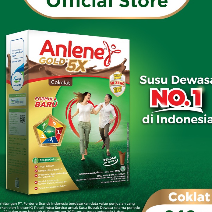 Jual VPSZ4384 ORIGINAL% Anlene Gold 5X Susu Bubuk Dewasa Cokelat 240g ...