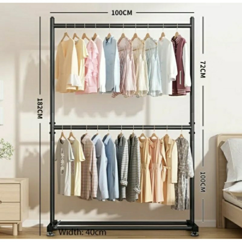 Jual rak gantungan baju besi display 2tingkat kekuatan 100kg | Shopee ...