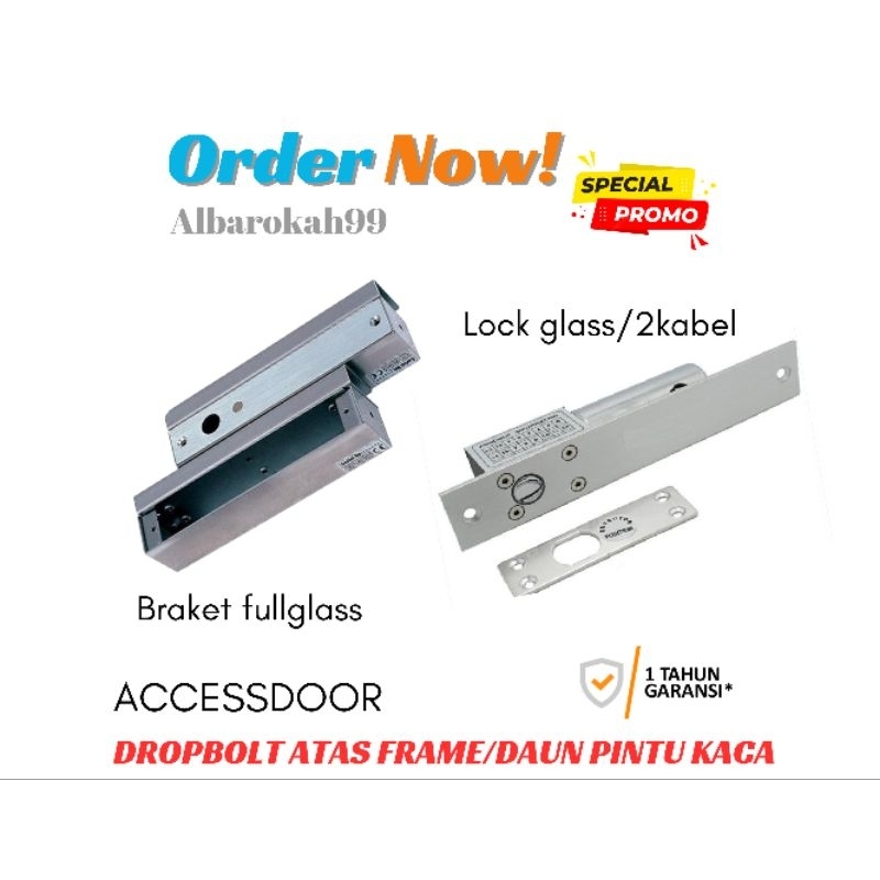 Jual Dropbolt Lock Pintu Kaca + Braket Fullglass atas/bawah atau dengan ...