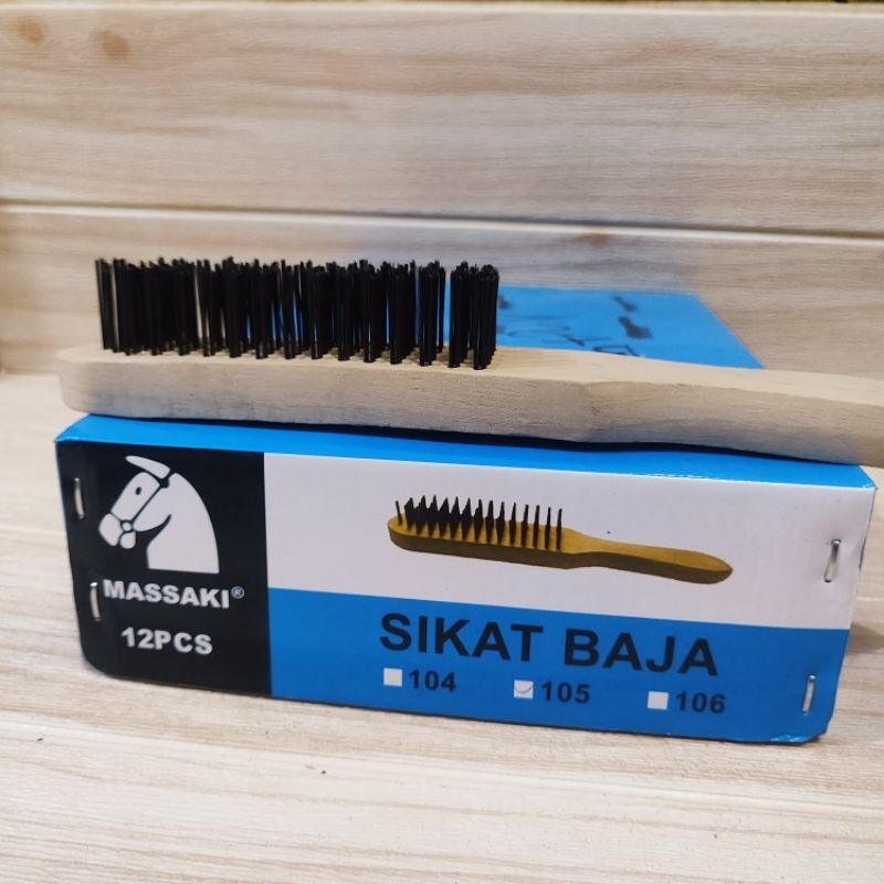 Jual MASSAKI Sikat kawat Baja kasar serbaguna gagang kayu pembersih ...
