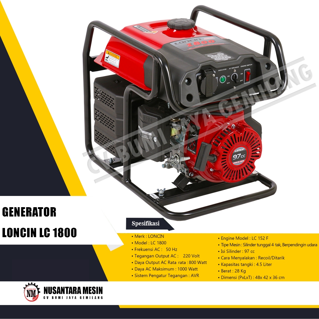 Jual MESIN GENSET / GENERATOR LONCIN LC 1800 1000 WATT | Shopee Indonesia Jual MESIN GENSET / GENERATOR LONCIN LC 1800 1000 WATT | Shopee Indonesia