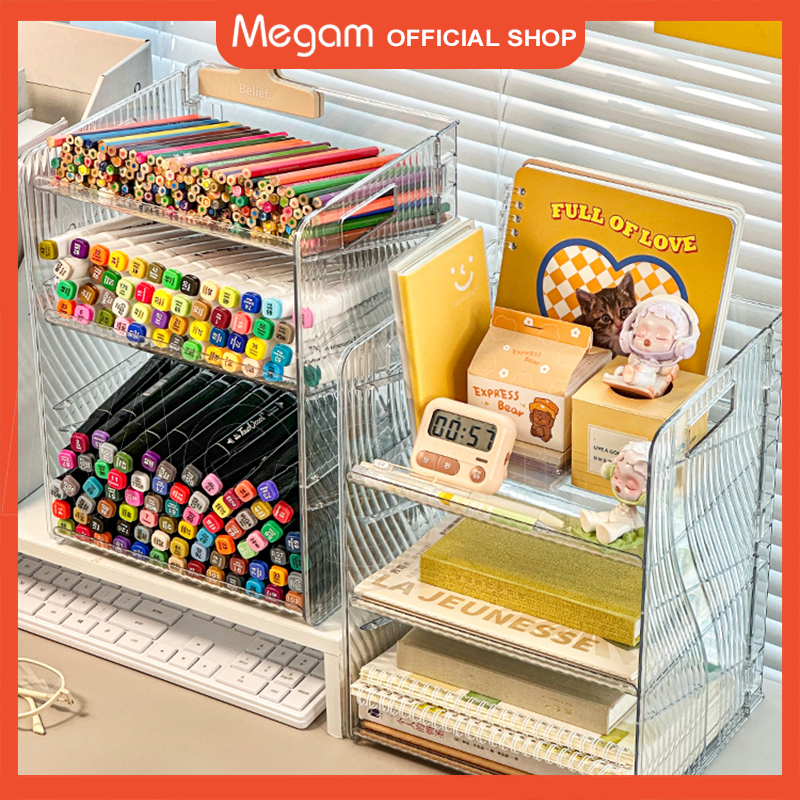 Jual Megam Rak Meja Penyimpanan Buku Pulpen Spidol Desktop Organizer ...