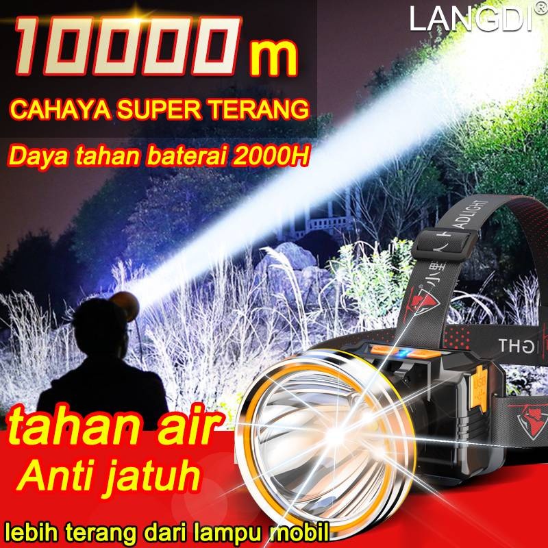Jual COD Senter Kepala 85w 3000 mAh SUPER TERANG BISA CHARGE TERANG ...