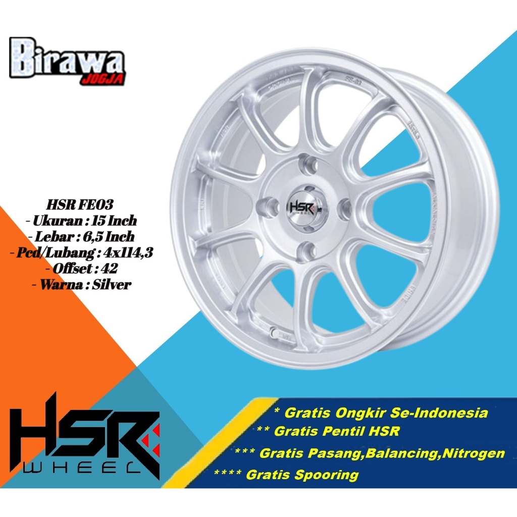 Jual Velg Mobil Ring 15 HSR FE03 R15 Lebar 6,5 Hole 4X114,3 ET42 ...